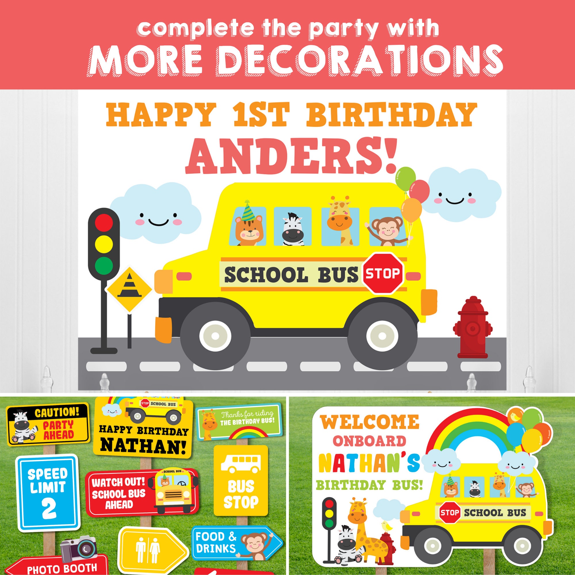 Yellow School Bus Photo Booth Prop, Editable Printable (digital ...