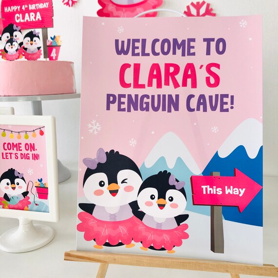 Penguin Girl Party Welcome Sign/ Penguin Tutu Cute Birthday - Etsy