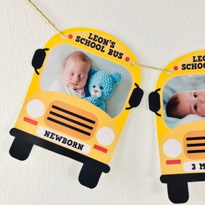 Wheels on the Bus Photo Banner/ Yellow School Bus Baby Monthly ...