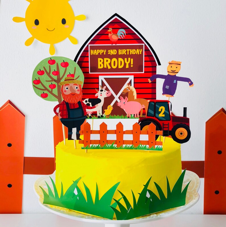 Old Macdonald Farm Birthday Cake Topper/ Animal Farm Barnyard - Etsy