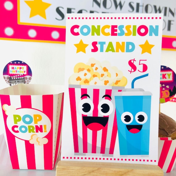 Movie Night Girl Concession Stand Sign/ Backyard Movie Night Party ...