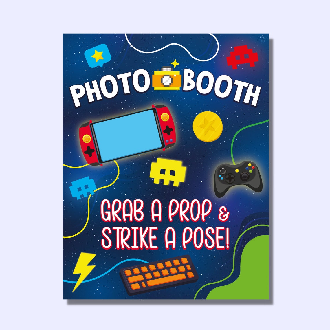 Video Game Party Photo Props Photo Booth Printable/ Gaming - Etsy