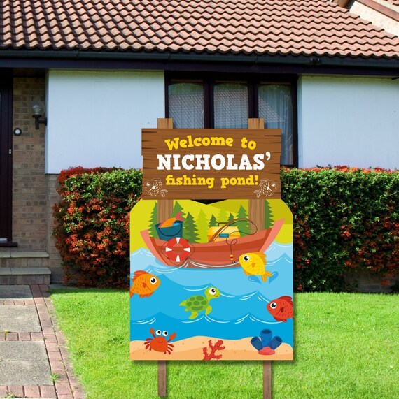 Fishing Party Yard Sign Printable/ Gone Fishing Birthday Party Yard ...