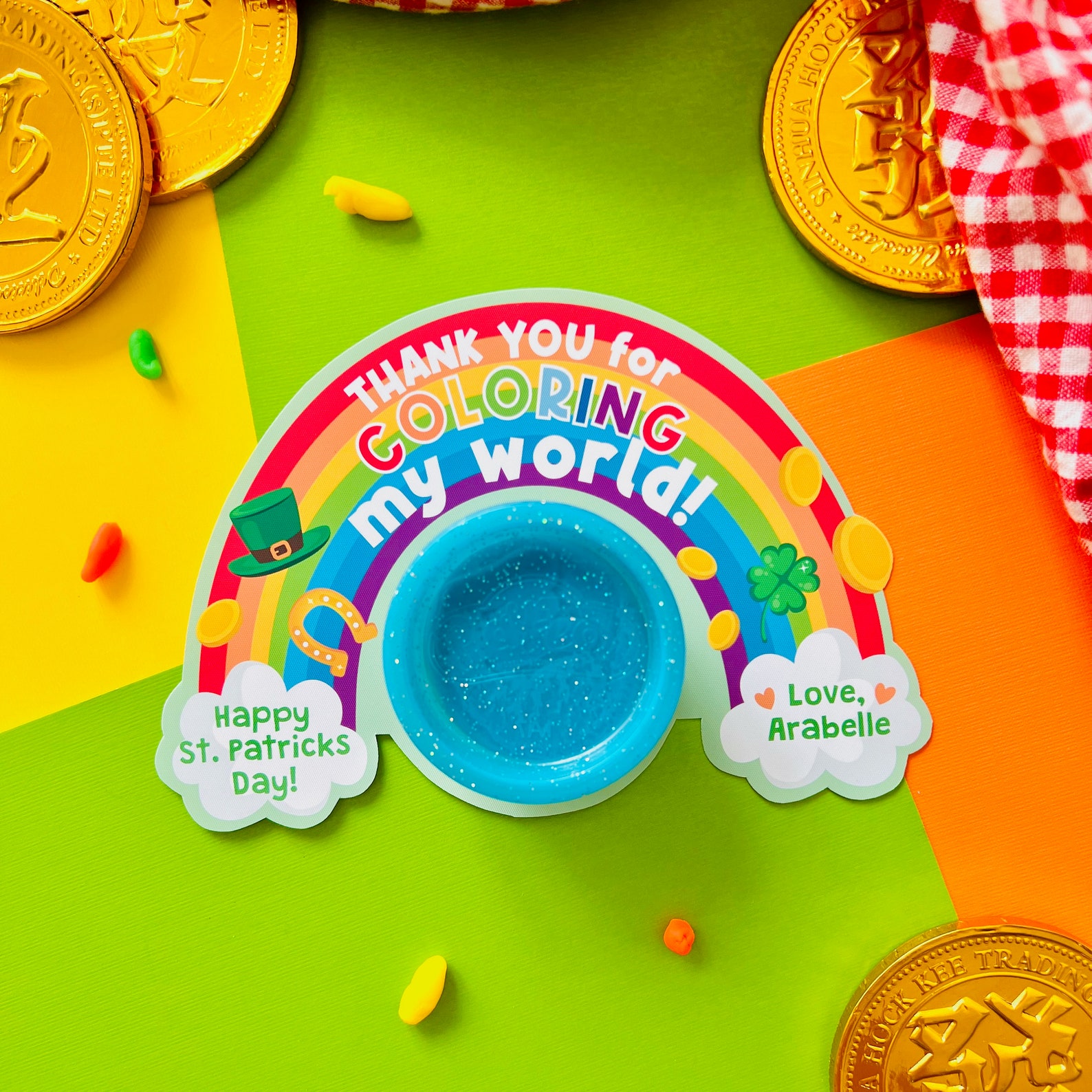 St Patricks Play Doh Printable Card for Kids | St Paddys Classroom Gift ...