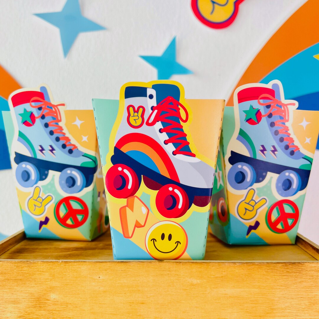 Roller Skating Party Favors Box Template Printable | Rollerblade Party ...