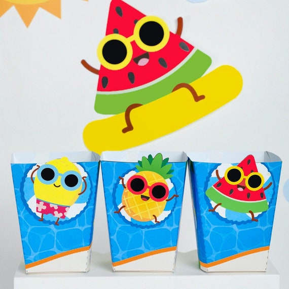 Summer Pool Party Favors Boxes Printable/ Pool Water Slide Party Snack ...