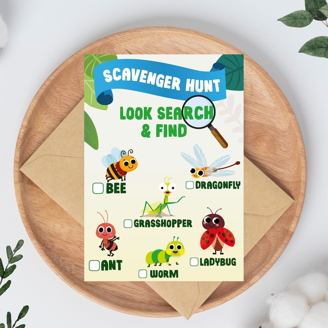 Bugs and Insects Party Game Scavenger Hunt | Outdoor Bug Hunt Party ...