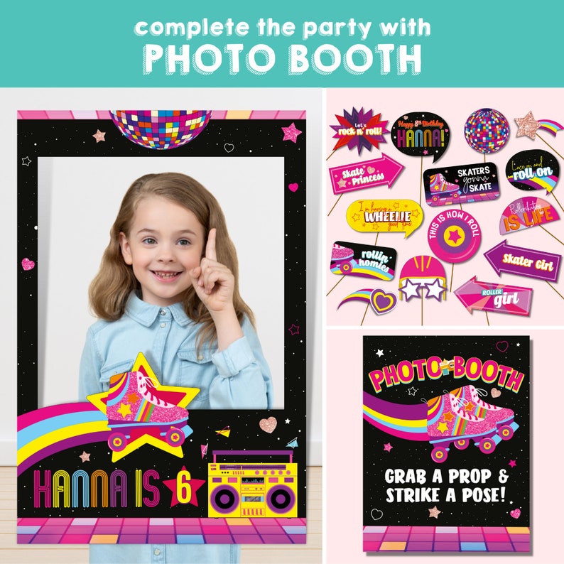 Retro Roller Skating Birthday Backdrop, 90s Disco Party (printable) - Etsy