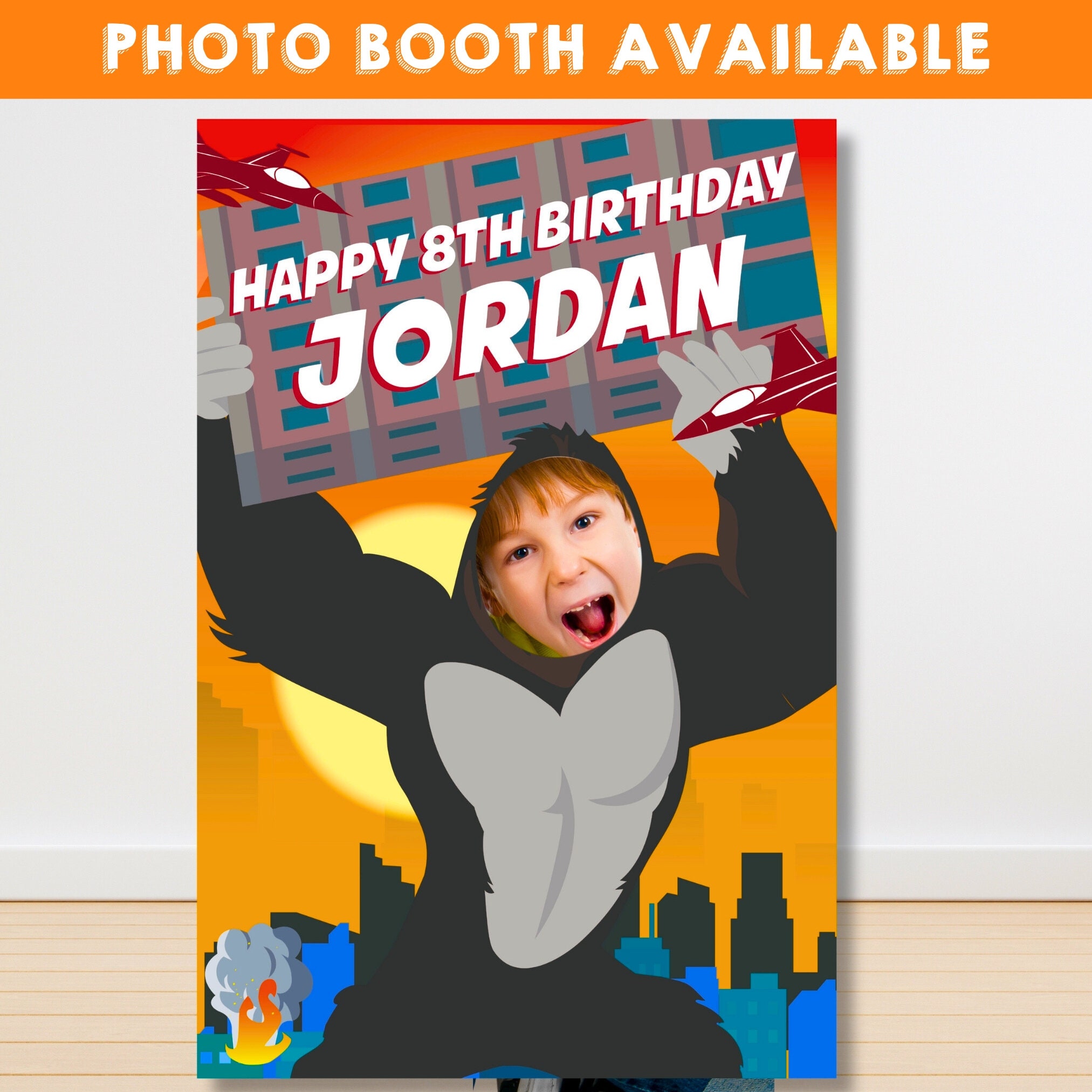 Gorilla Birthday Backdrop EDITABLE Printable | Great Ape Party Banner ...
