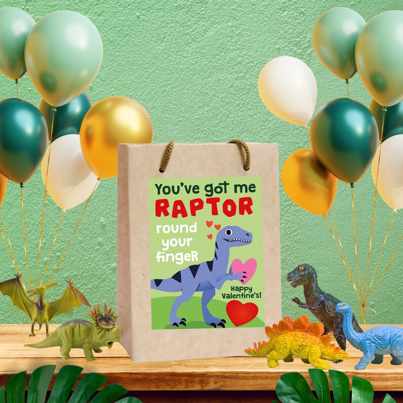 Dinosaur Valentines Cards BUNDLE, Dino Classroom Valentine Favor Tags ...