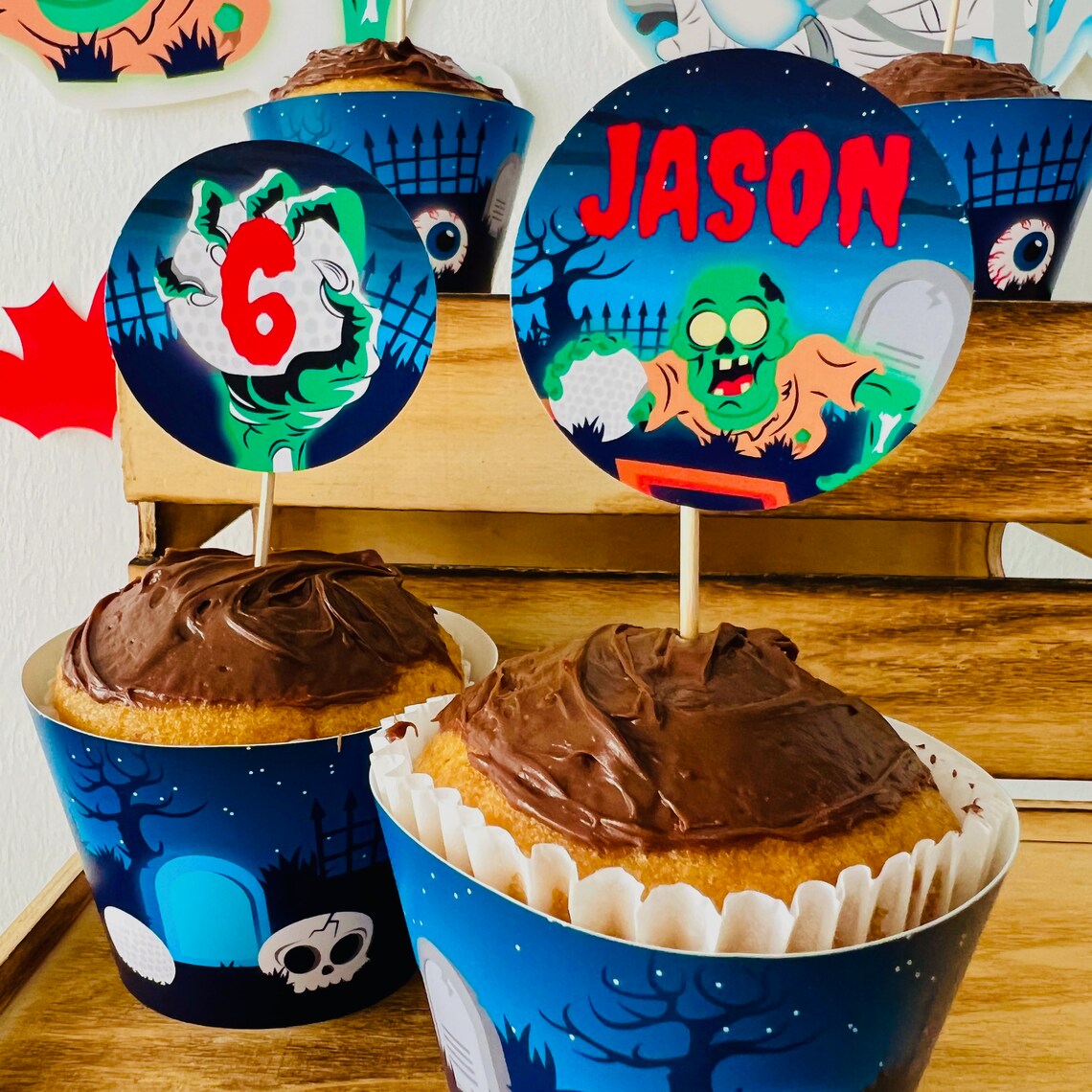 Monster Mini Golf Party Cupcake Toppers Editable Printable/ Halloween ...