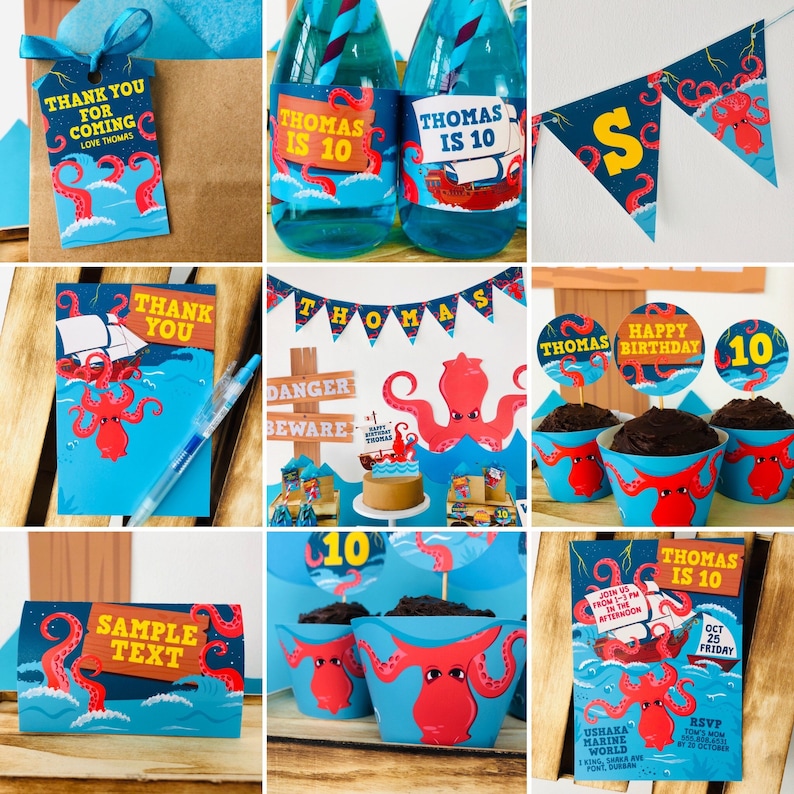 Kraken Birthday Party Decorations Kit (printable, Editable) - Etsy