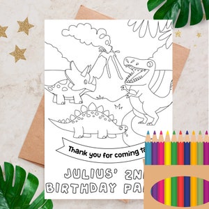 Dinosaur Party PERSONALISED Birthday Coloring Page Printable ...