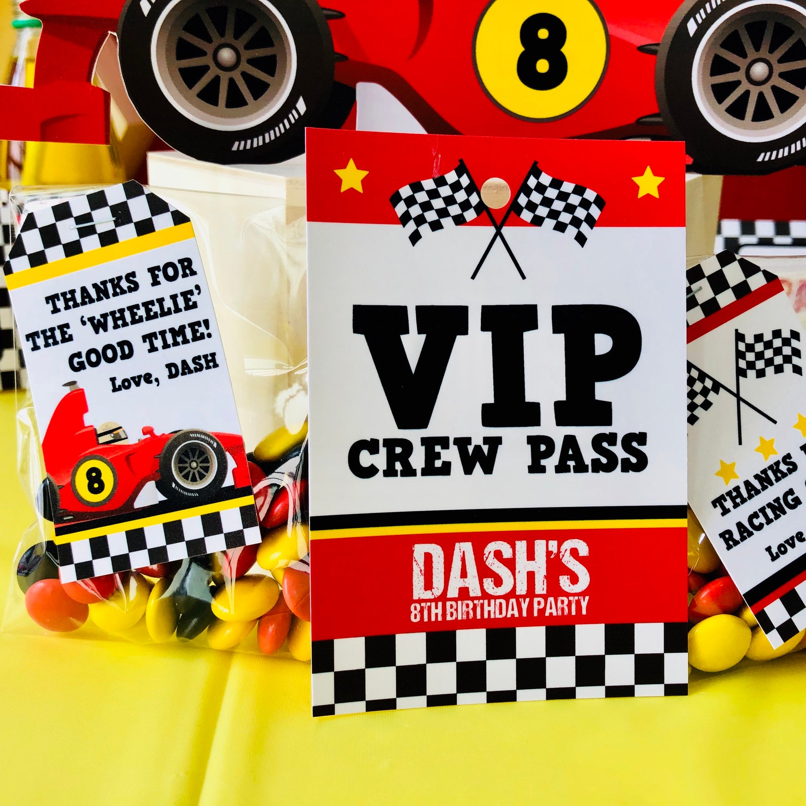 Race Car Party Pass/ VIP Race Car Crew Pass EDITABLE Printable | Etsy