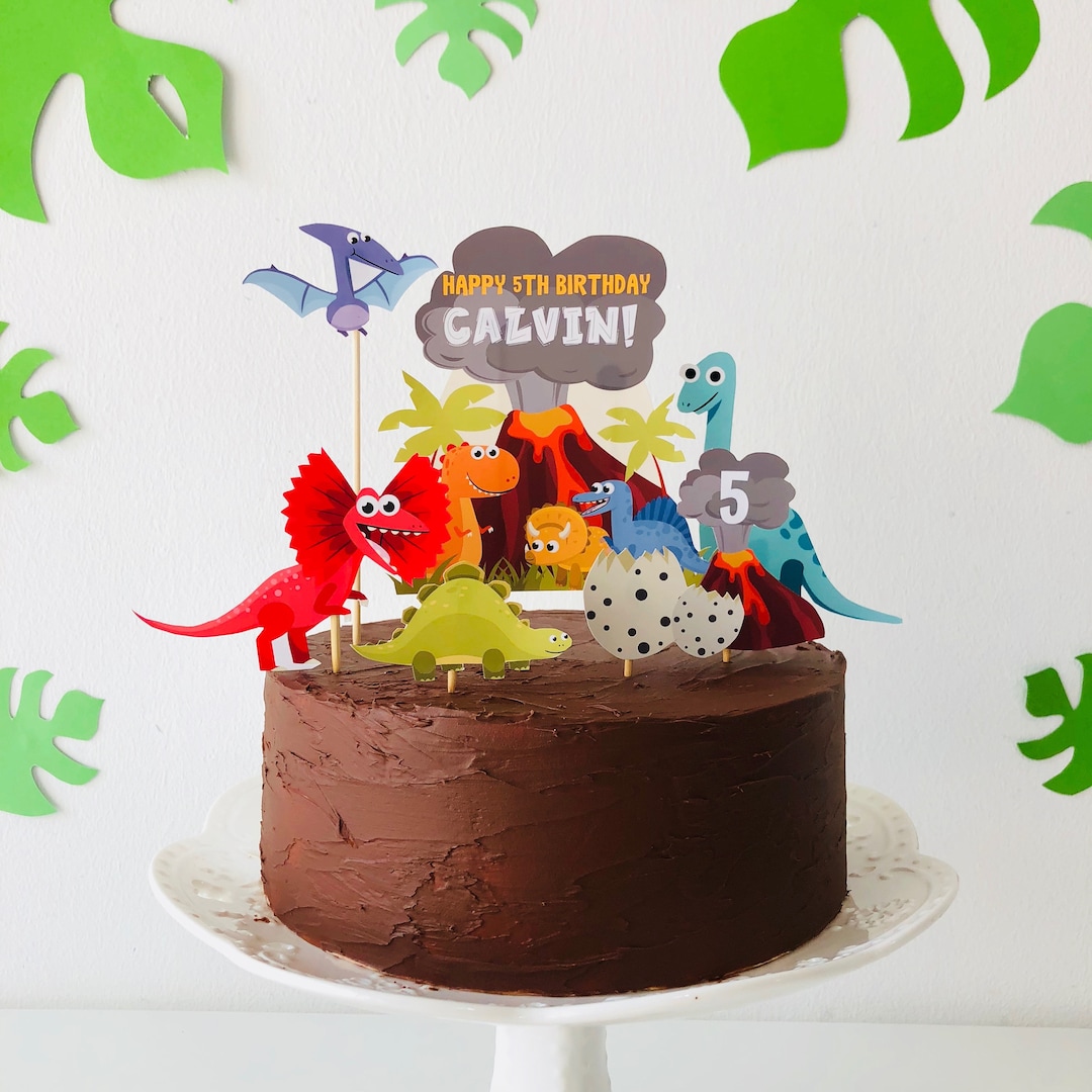Dino-mite Birthday Cake Topper, Dinosaurs Party (EDITABLE Printable) - Etsy