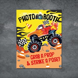 Monster Truck Party Photo Props Photo Booth Editable Printable Kit ...