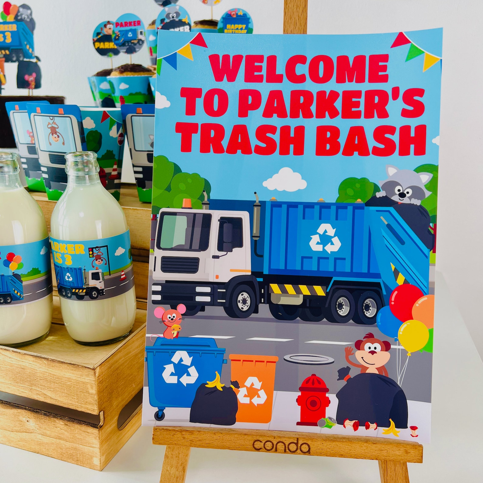 Blue Garbage Truck Party Decorations Kit/ Blue Trash Truck - Etsy