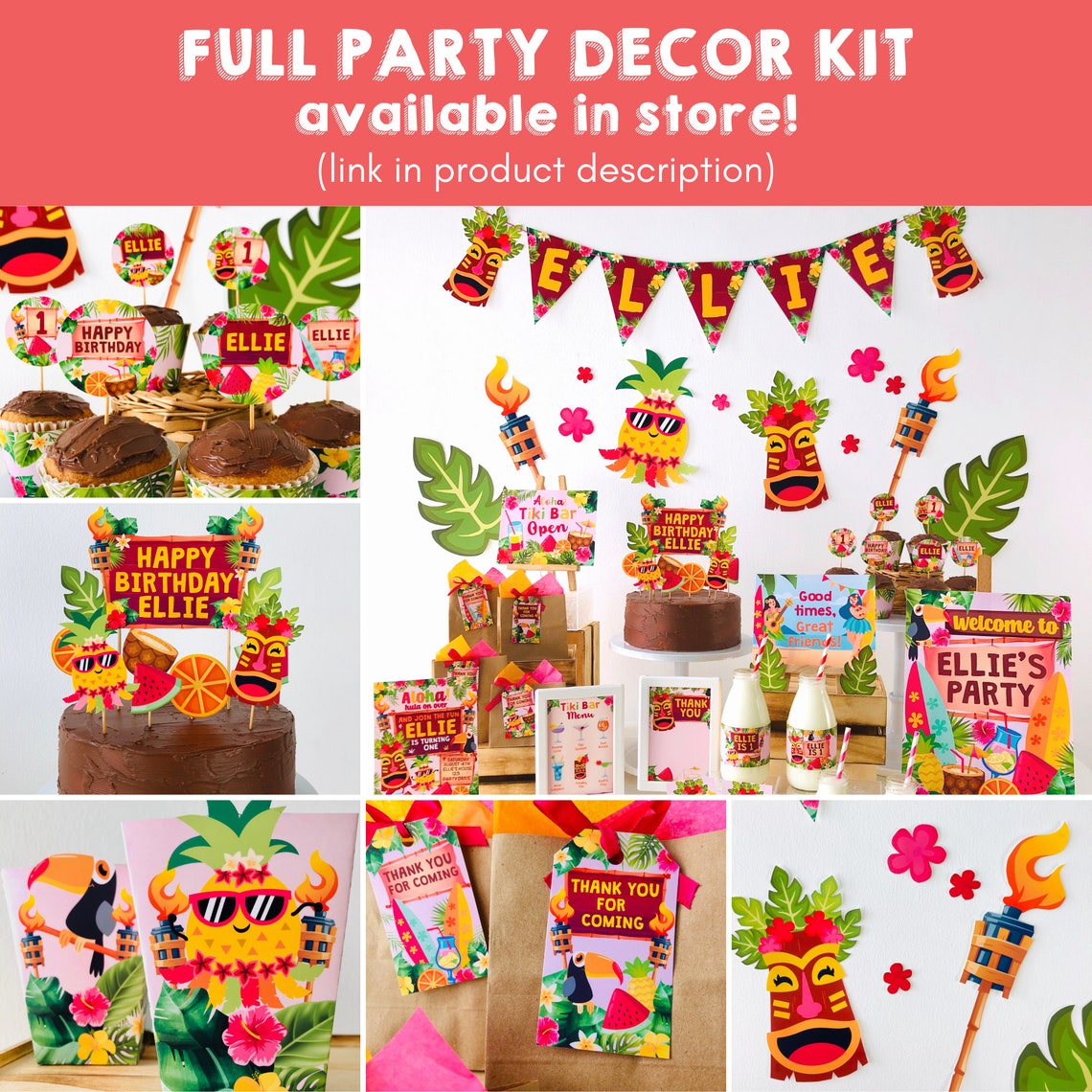 Tiki Bar Sign Printable/luau Hawaiian Party Decor Editable Printable - Etsy