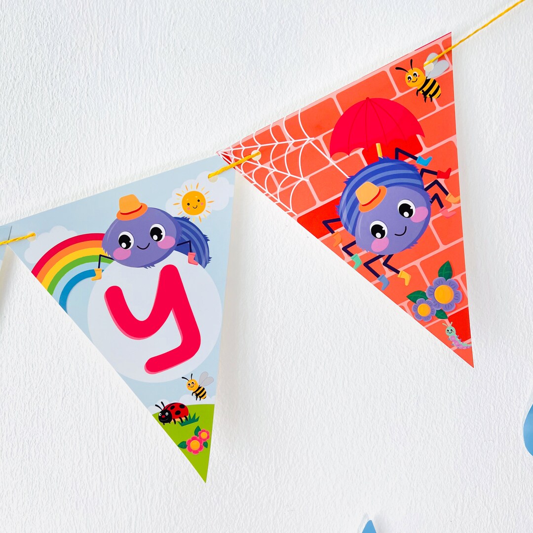 Itsy Bitsy Spider Birthday Banner, Editable Party Decorations ...