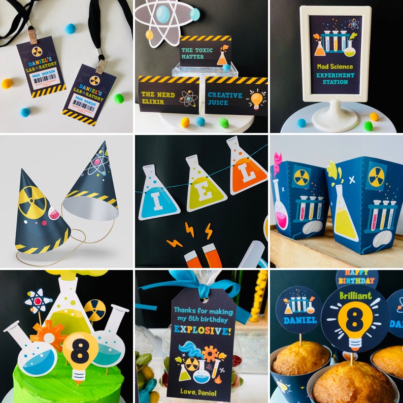 Mad Science Party Decorations Editable Printable Kit - Etsy