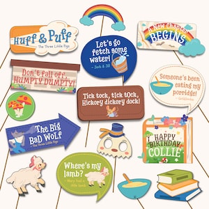 Nursery Rhymes Party Photo Props Printable/ First Birthday Storybook ...