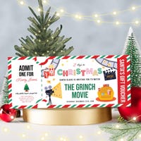 Christmas Movie Night Ticket Template, Printable Invite (editable PDF ...