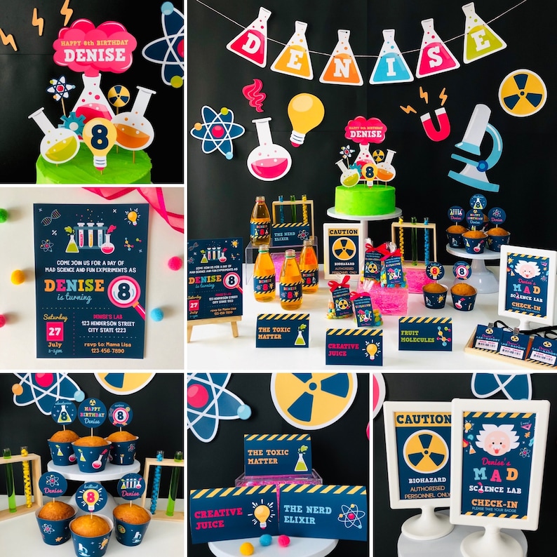 Science Party Printables Editable Kit in Pink/ Scientist Pink Birthday ...