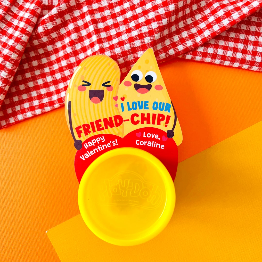 Valentines Friend-chip Play Doh Favor, Play Dough Valentines Card ...