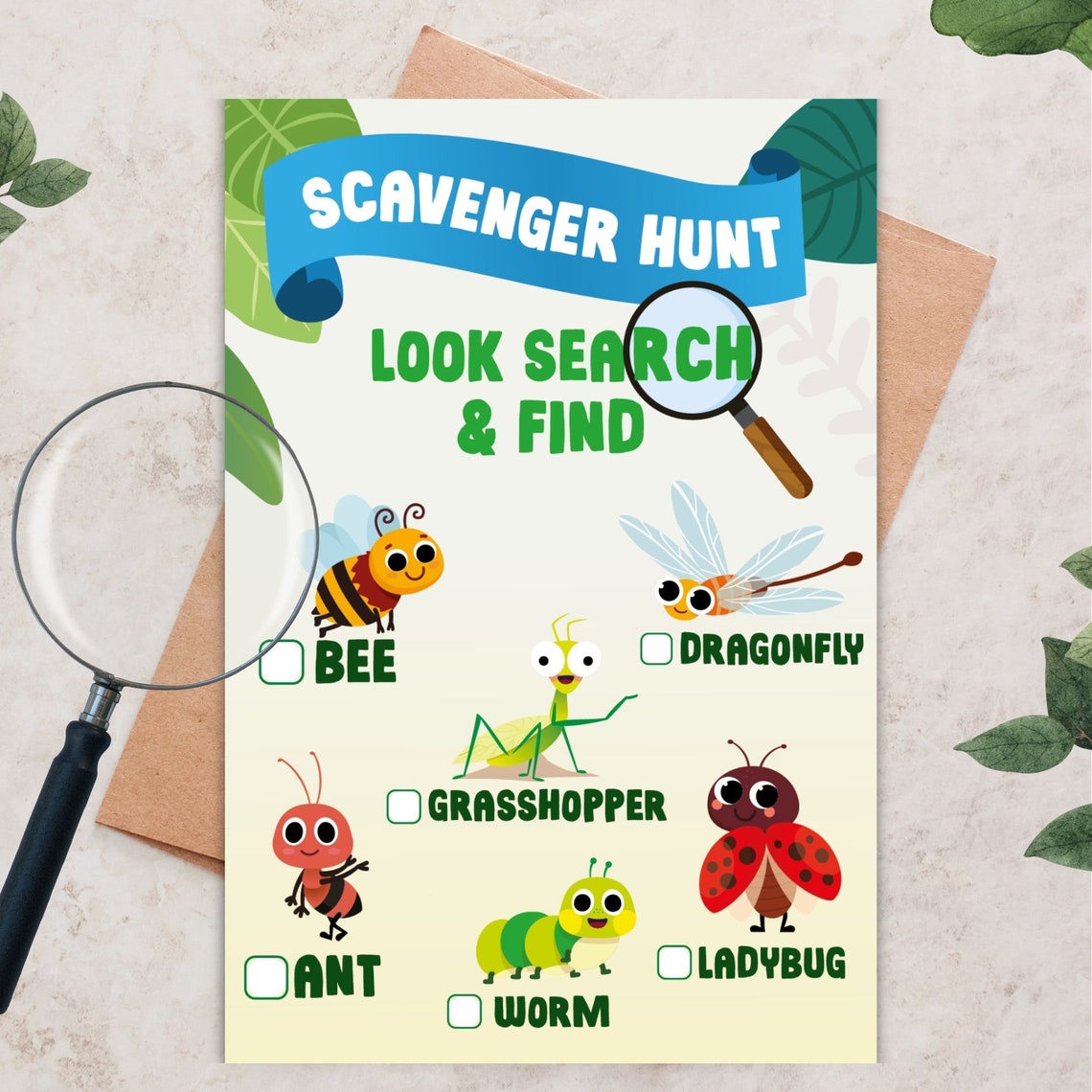 Bugs Scavenger Hunt | Nature Party Game, Insect Birthday (digital ...