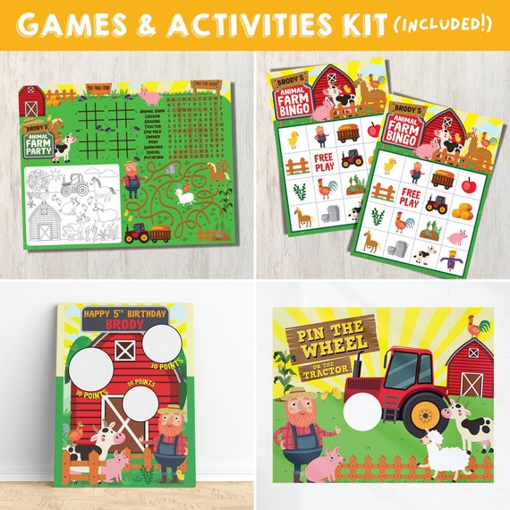Animal Farm Barnyard Party Games Party Activities Kit/ Old MacDonald ...