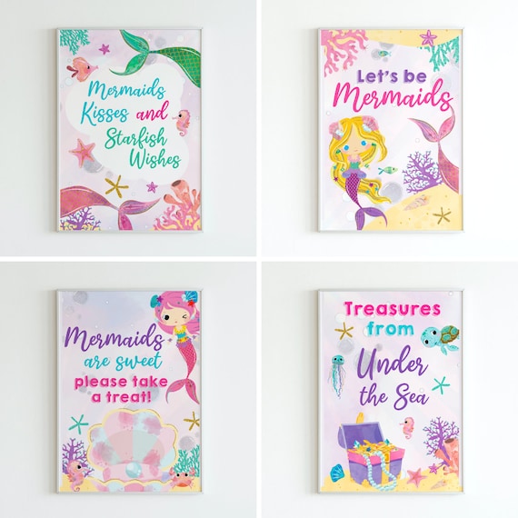 Mermaid Birthday Party Signs Editable Printable Pack/ Mermaid Party ...