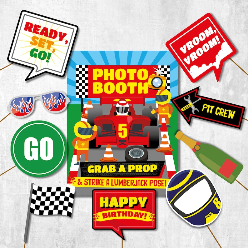 Car Racing Party Photo Props Editable Printable/ Race Car - Etsy