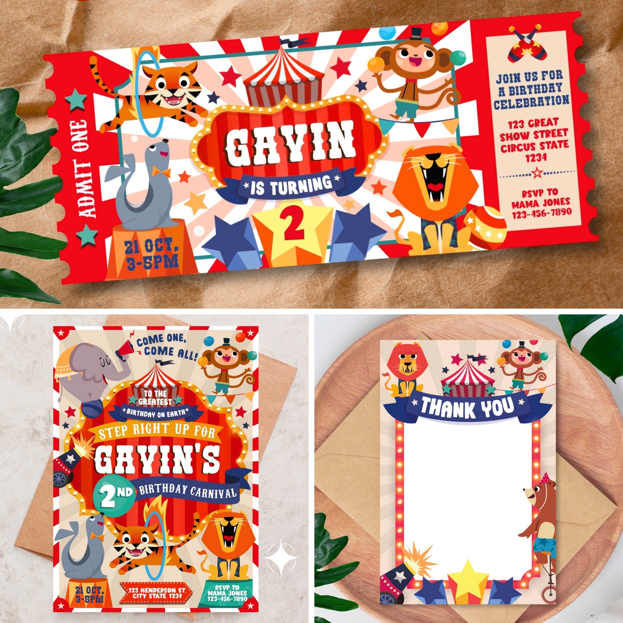 Circus Party Decorations EDITABLE Printable Kit | Carnival Birthday ...