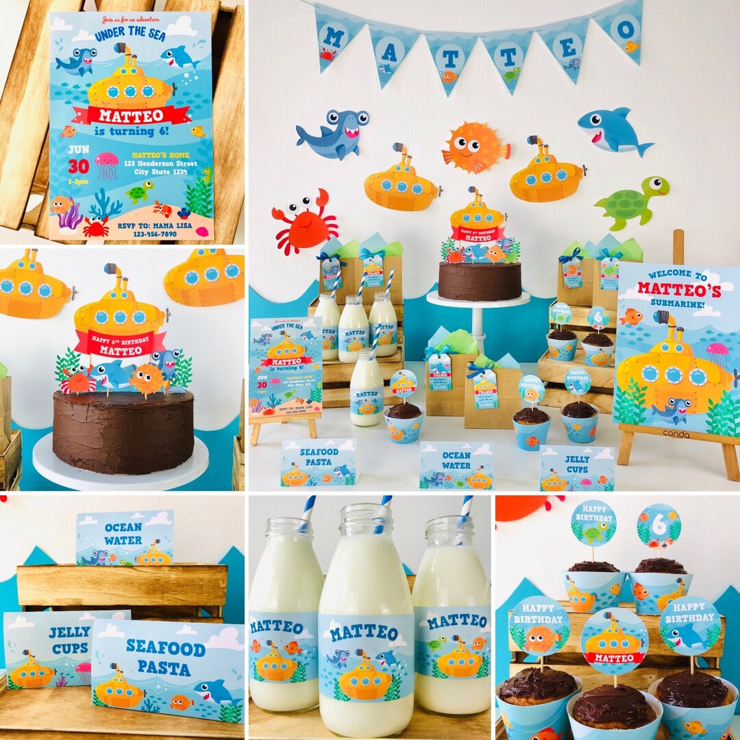 Yellow Submarine Birthday Party Decorations Printable Kit (EDITABLE) - Etsy