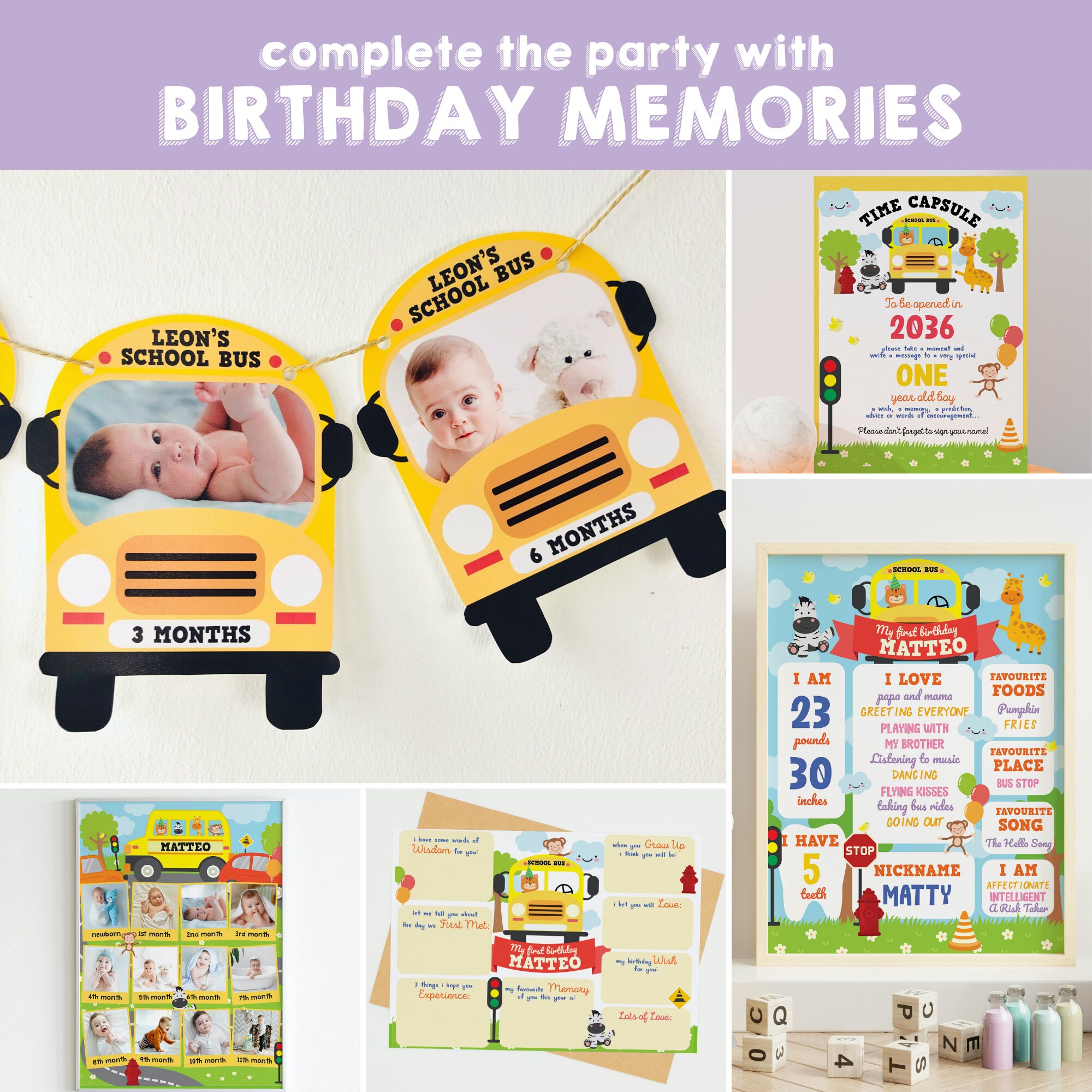 Yellow School Bus Photo Booth Prop, Editable Printable (digital ...