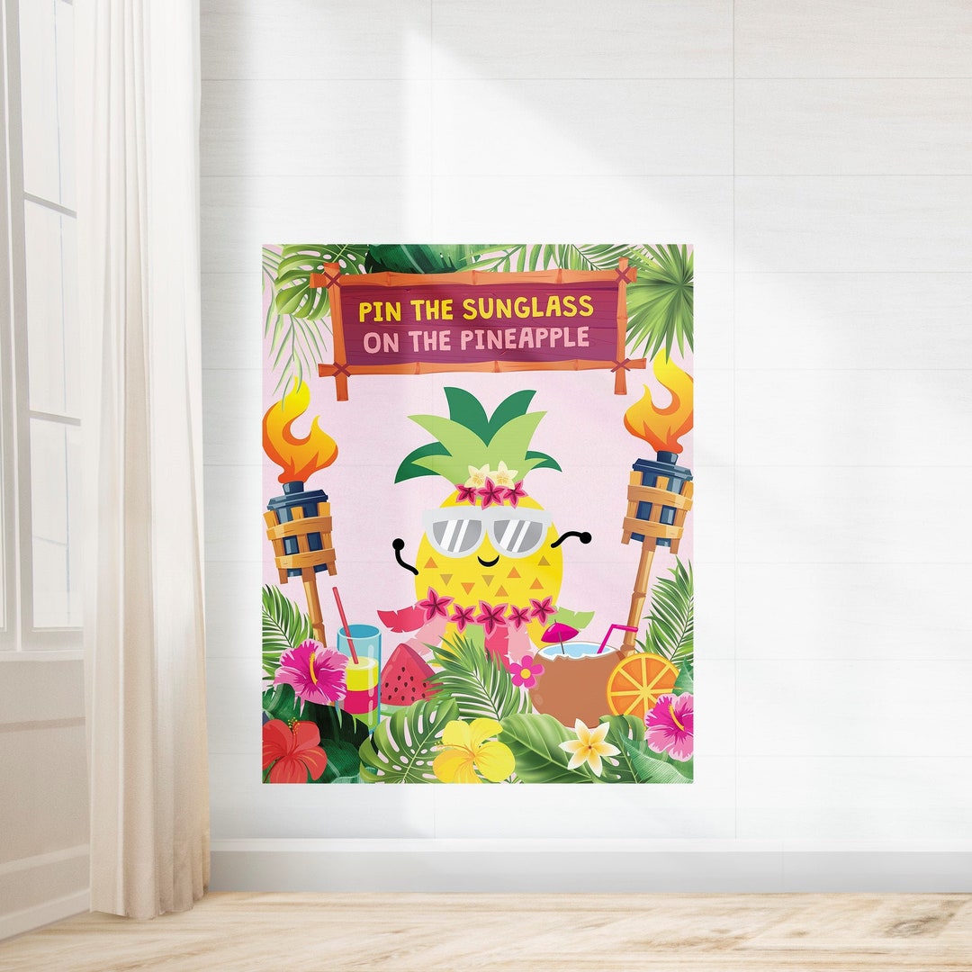 Luau Hawaiian Party Games/ Pin the Pineapple Party Game/ Summer ...