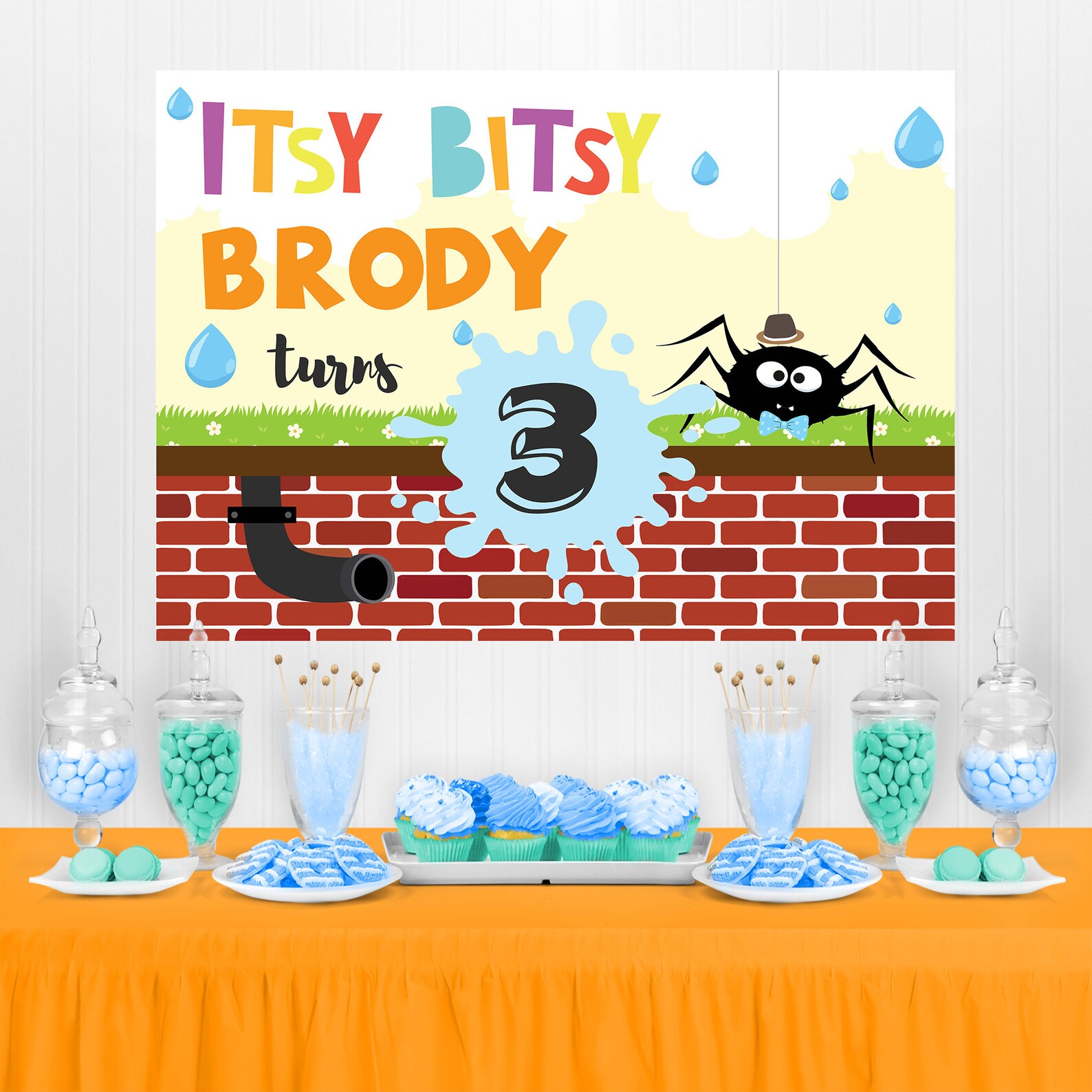 Itsy Bitsy Spider Party Backdrop Editable Printable/ Itsy | Etsy