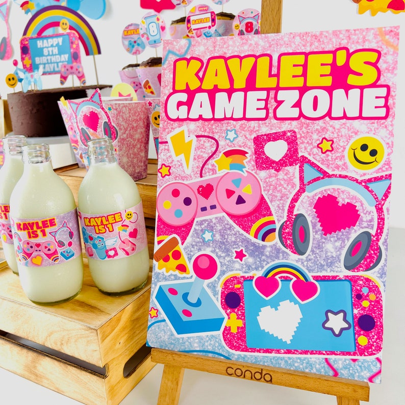 Gamer Girl Party Welcome Sign Party Decorations Editable - Etsy