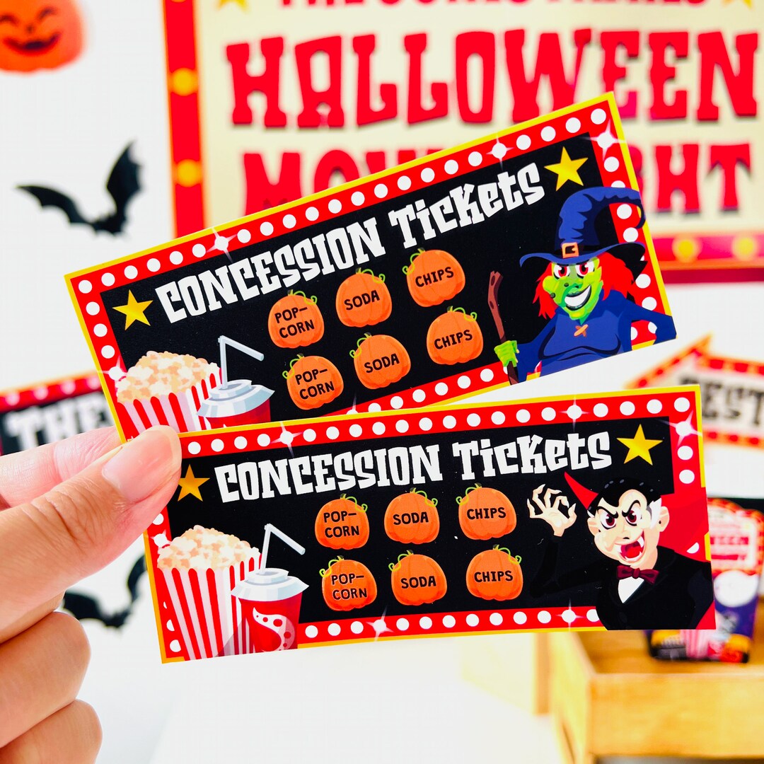 Halloween Movie Night Concession Tickets Editable Printable/ Movie ...