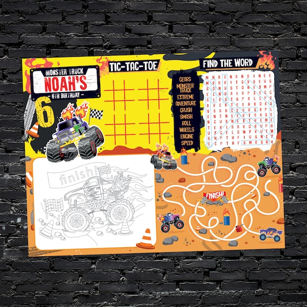 Monster Jam Activity Sheet - Etsy