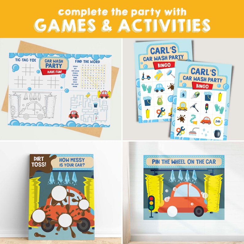 Car Wash Party Favor Tags/ Car Wash Gift Tags Editable Party | Etsy