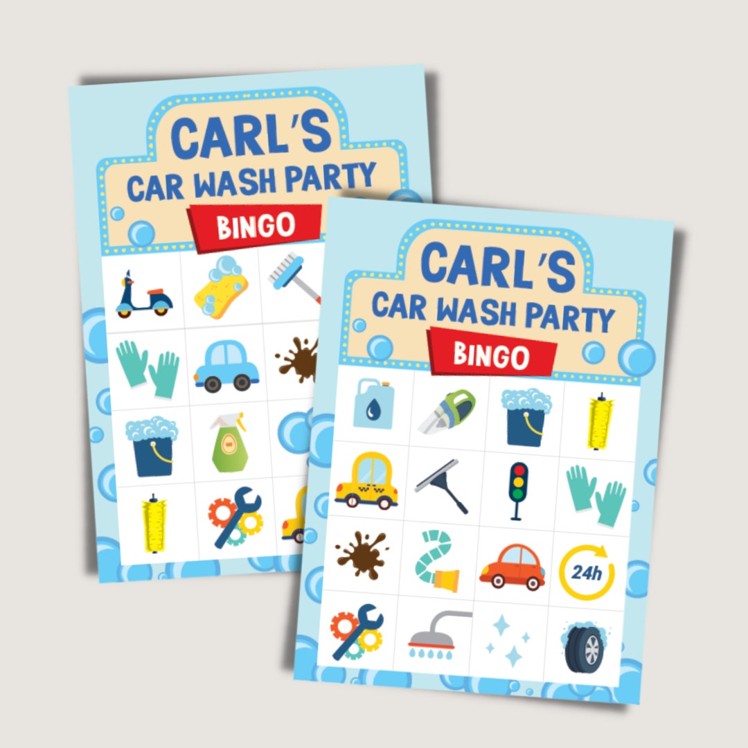 Car Wash Bingo Birthday Party Game Printable/ Transportation Bingo Game ...