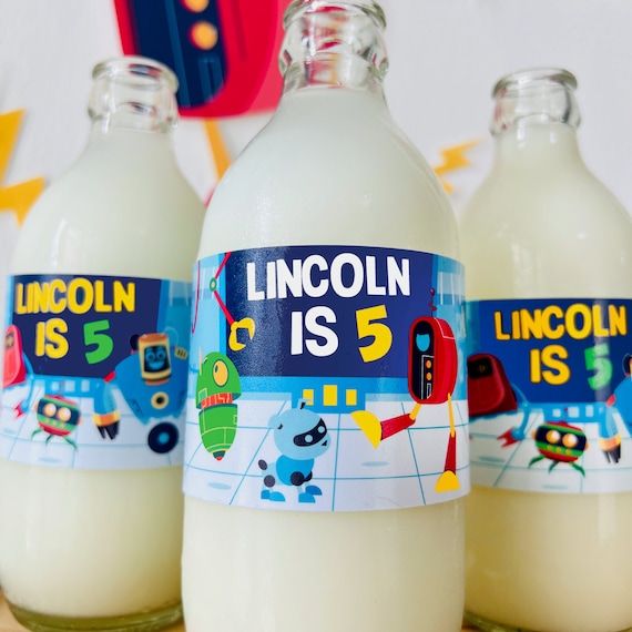 Robots Science Party Bottle Wrappers Editable Printable/ Robot Party ...
