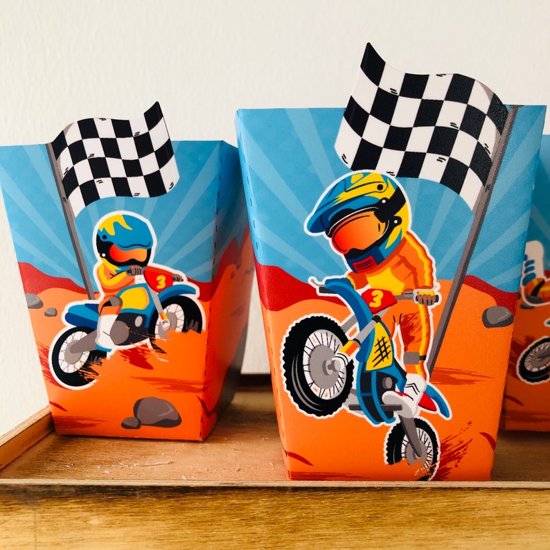 Dirt Bike Party Favors Boxes/ Motocross Snack Box/ Motorbike Popcorn ...
