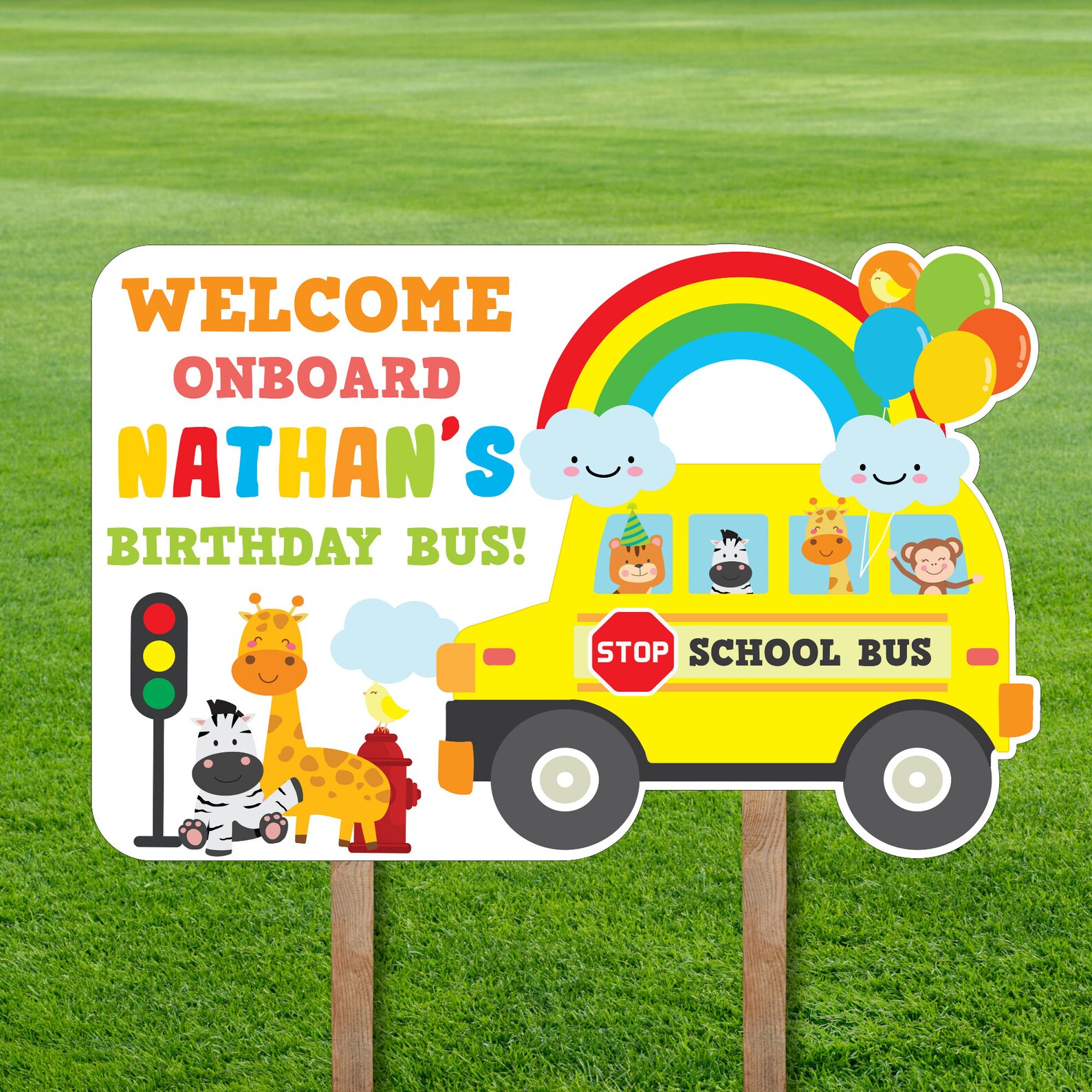Wheels on the Bus Party Yard Sign/ Yellow School Bus Birthday - Etsy