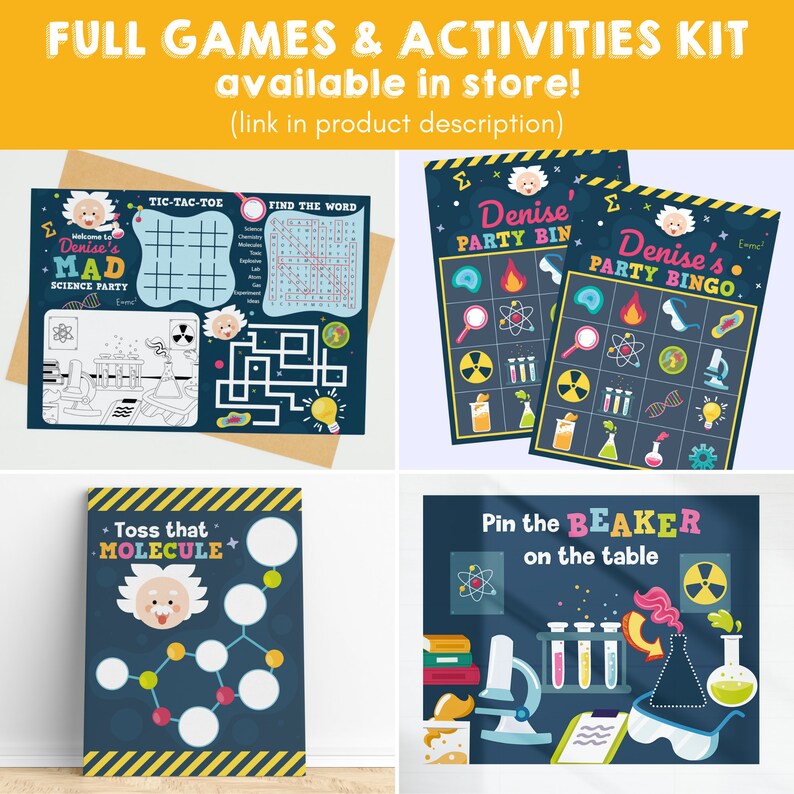 Mad Science Party Bingo Game/ Scientist Birthday Bingo Kids Party Game ...