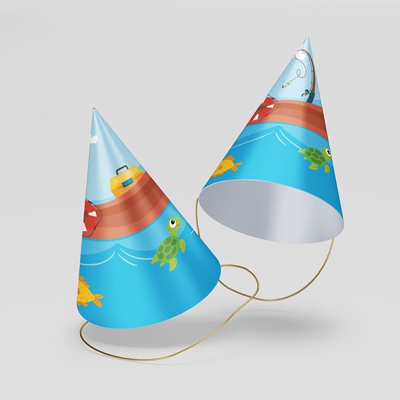Fishing Party Hats Template Printable by Pigsy Party | Catch My Party