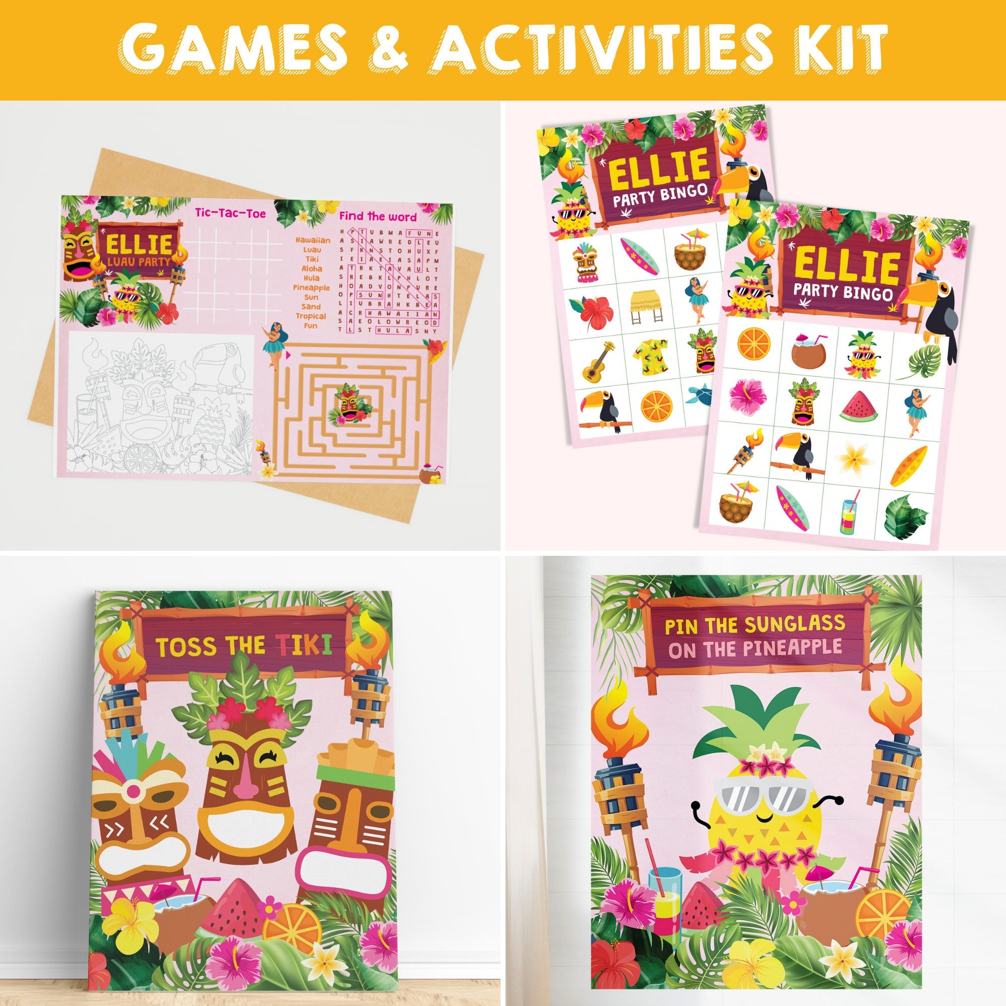 Hawaiian Luau Party Games Party Activities Kit/ Summer - Etsy Australia