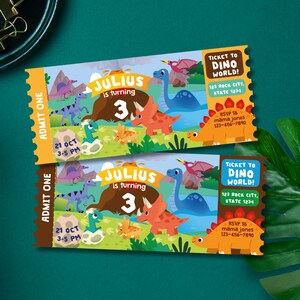 Dinosaur Themed Park Ticket Invitation EDITABLE Printable | Prehistoric, Jurassic Park Tickets ...