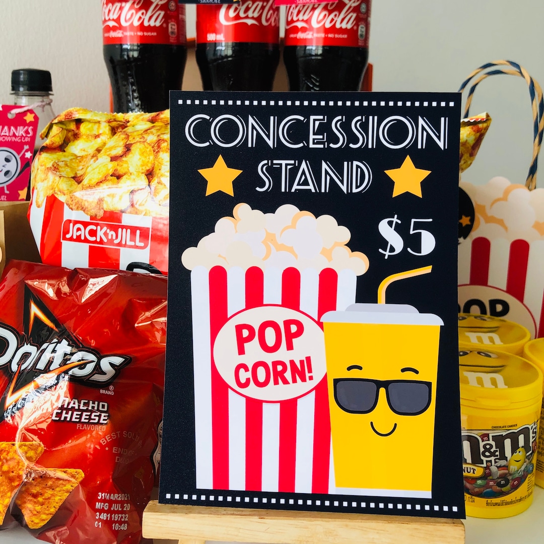 Movie Night Concession Stand Sign Editable Printable - Etsy